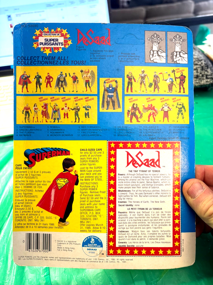DESAAD Kenner 1985 Carded SUPER POWERS Foreign UNPUNCHED / ORIGINAL ...