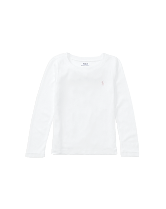 Polo Ralph Lauren Girl's Pink Pony Logo Long Sleeve White T-Shirt Size ...