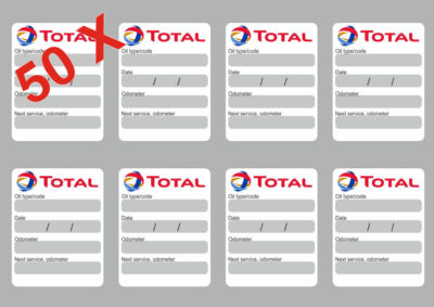 50x TOTAL Oil Change Service Reminder Stickers Decals Adhesive Labels ...