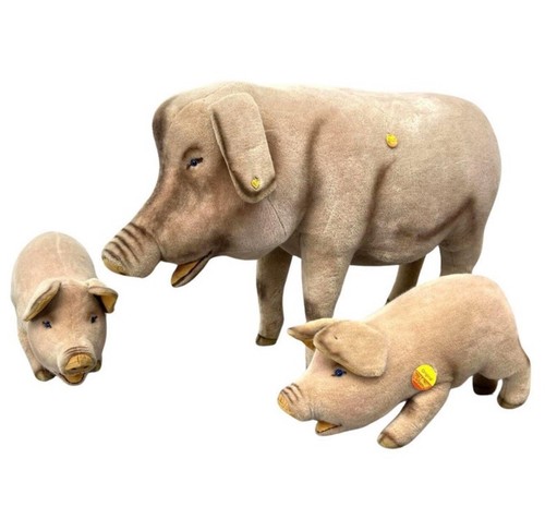 Steiff Monumental 4 Ft Molly Pig & Family 2 Piglets, mohair Tagged West ...