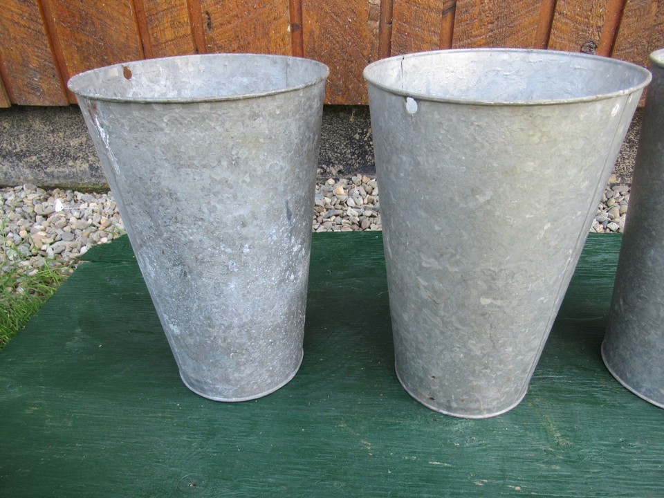 BEAUTIFUL ANTIQUE 3 OLD GALVANIZED Maple Syrup Buckets TAPERED STYLE ...