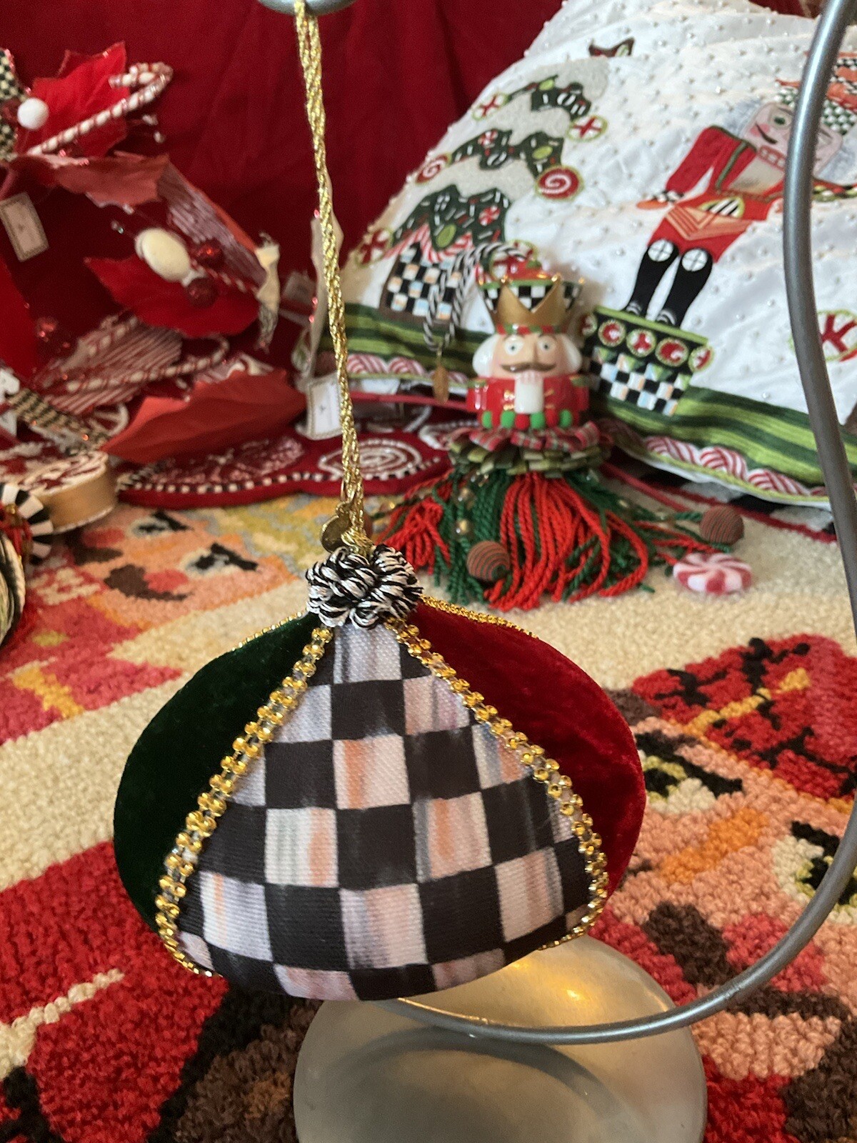 Mackenzie-Childs Velvet Patchwork Onion Ornaments With Courtly Check 4 ...