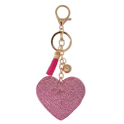 Pink Heart Crystal Keychain Charm | eBay