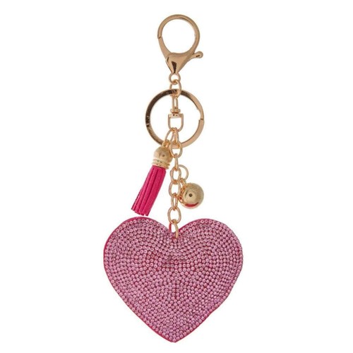 Pink Heart Crystal Keychain Charm | eBay