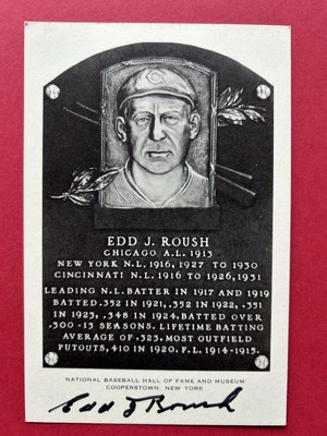Cincinnati Red HOFer Edd Roush Autographed B&W Artvue Type 2 Baseball ...