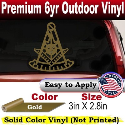 Masonic Past Master Car or Truck Window Laptop Decal Sticker Gold 3X2.8 ...