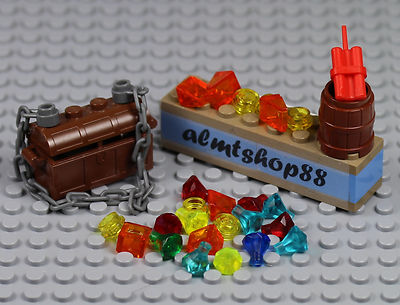 LEGO - 28 pcs Lot Treasure Chest Pirate Jewels Gold Gems Rocks Dynamite ...