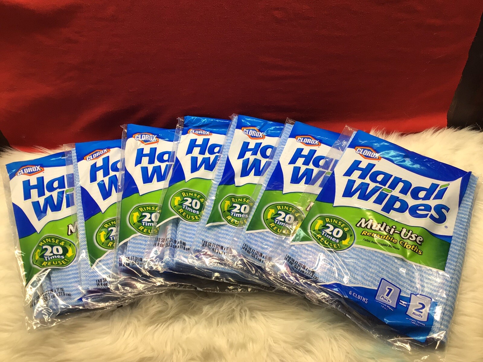 7 ~ Handi Wipes Multi-Use Reusable Cleaning Cloths ~ 6 Cloths Each Pack ...