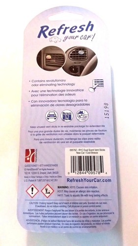 6 PK Refresh Odor Eliminating Auto Vent Stick Air Freshener new car ...