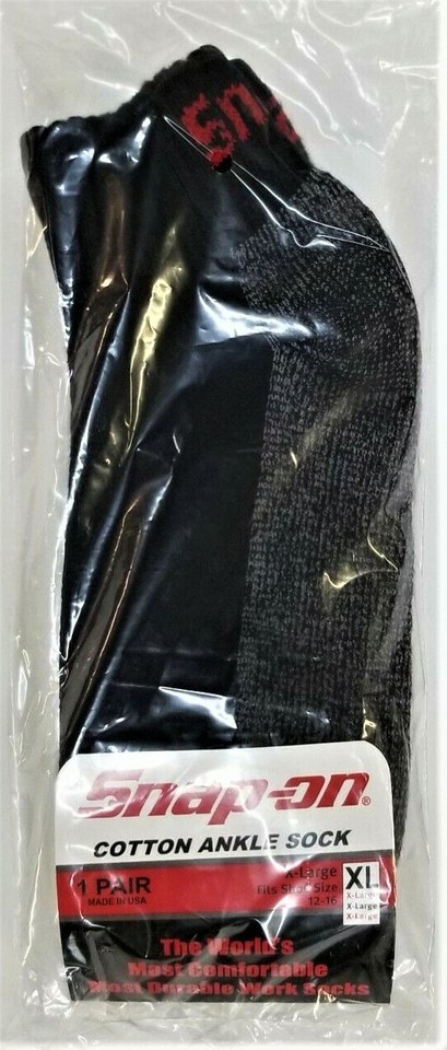 12 PAIRS Men's BLACK Snap-On Ankle Socks X-LARGE *FREE SHIP* MADE IN ...