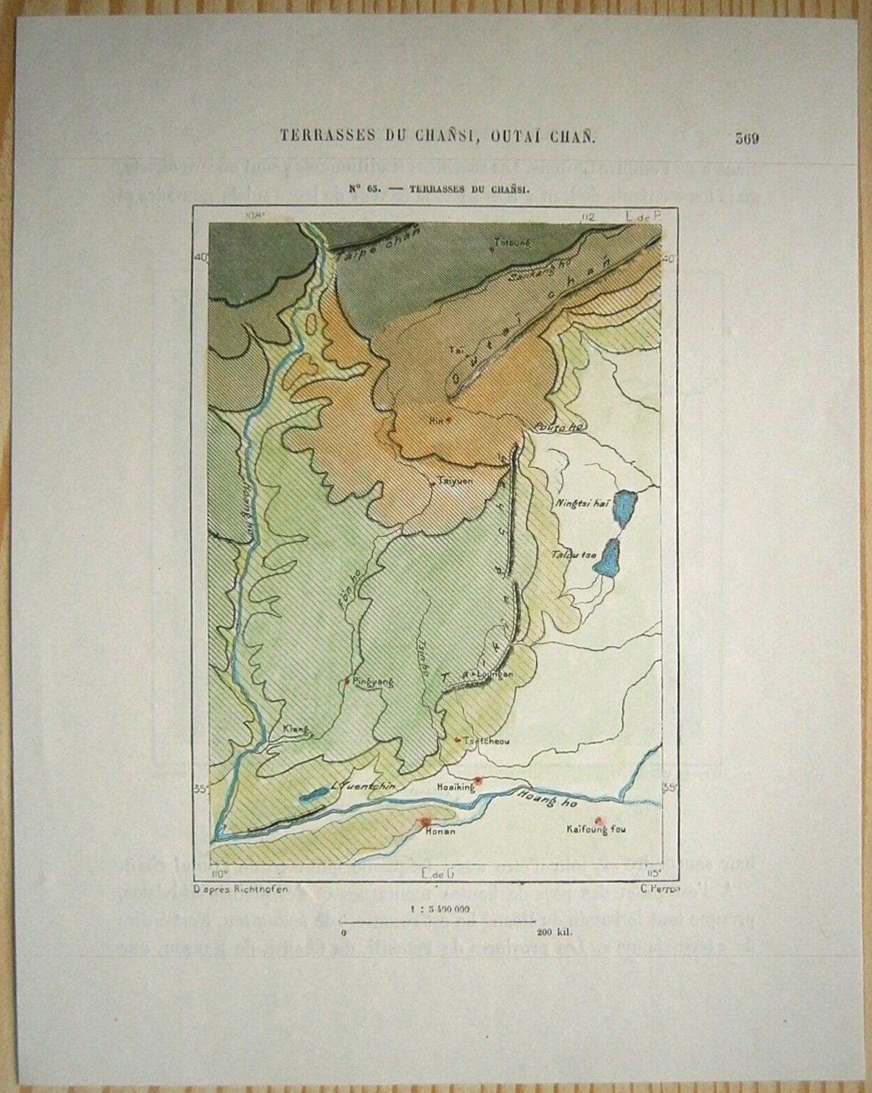 1882 Perron map TERRACES OF SHANXI (SHANSI), CHINA, #65 | eBay