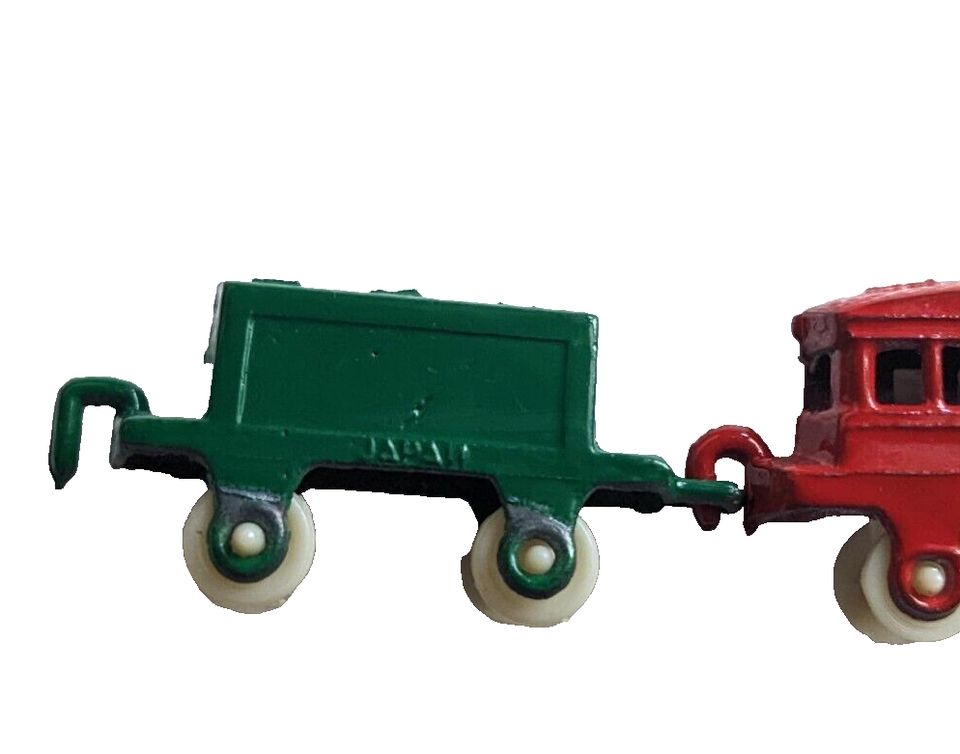 Vintage Miniature METAL TOY TRAIN SET Made Japan Small Working Wheels ...