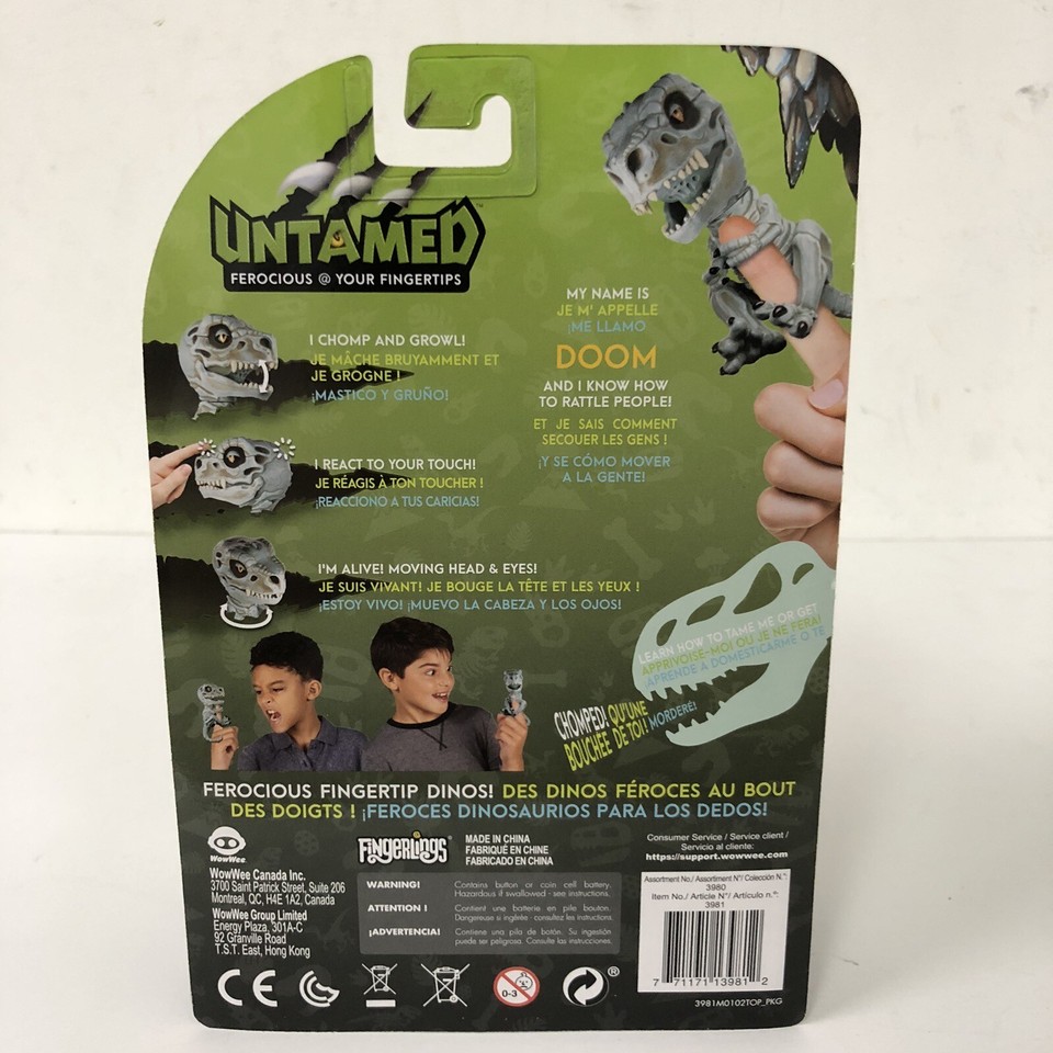 New - Fingerlings Untamed DOOM Bonehead T-Rex Glow in the Dark Dinosaur ...