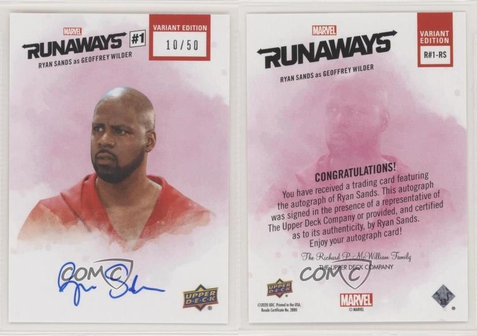 2020 Upper Deck Marvel Runaways #1 Photo Variant 10/50 Ryan Sands Auto 0fr5 | eBay