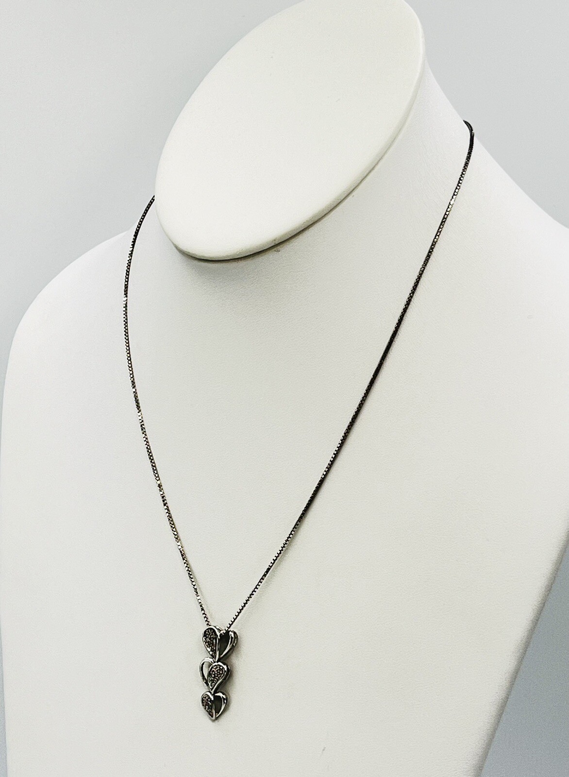 Vge Sterling Silver Diamond Accent Triple Heart Pendant Necklace 18” 4. ...