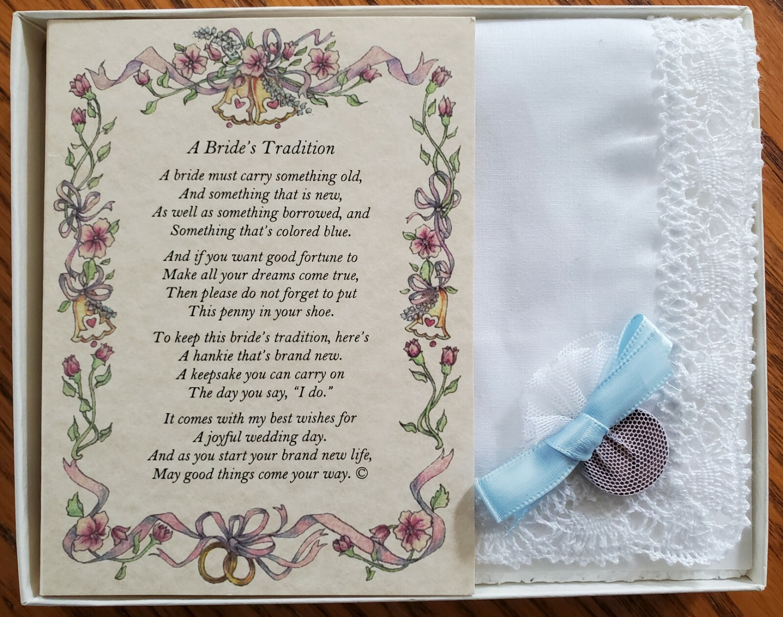 Bride Hankie Handkerchief Wedding Poem Gift Penny Shoe Coin Something ...