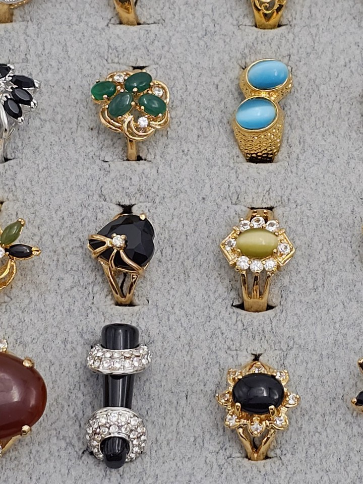 Old Stock 1960s/80s Lot 36 Costume Rings Semi-Precious Stones, Glass ...
