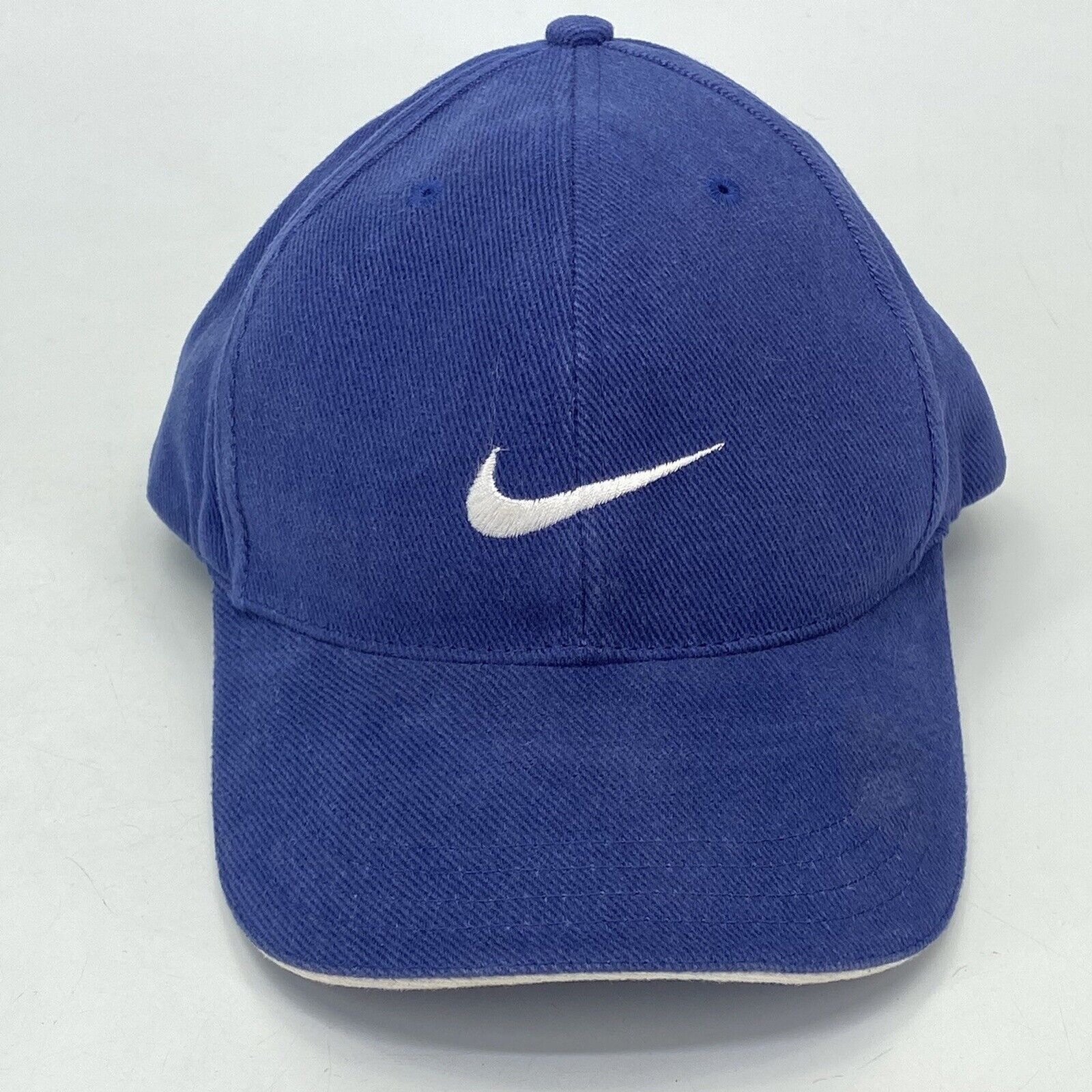 Nike Blue Snapback Hat White Swoosh Logo OSFA (H13) - Gem