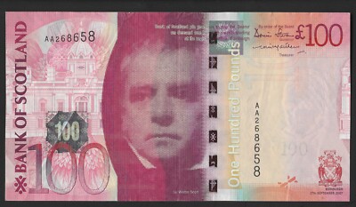2007 Bank of Scotland Lord Stevenson £100 Pound Banknote - AA 268658 ...