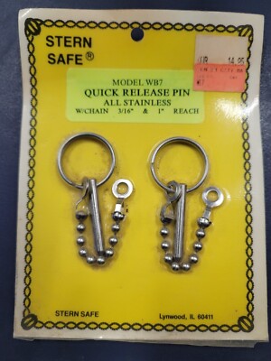 2 Pc. Stern Safe WB7 Stainless Steel Quick Release Pin with Chain 3/16 ...