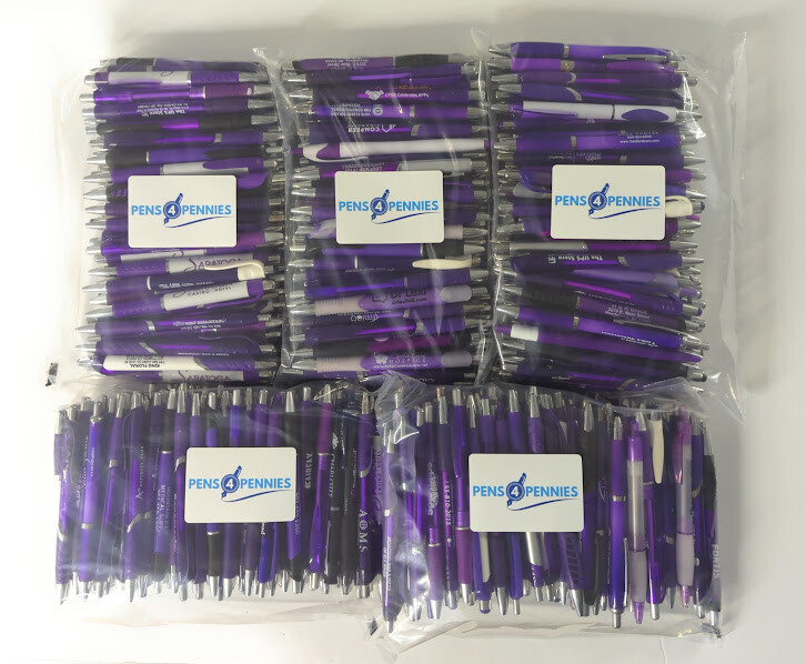 Bulk Misprint Pen Lots: PURPLE/VIOLET/LAVENDER Ballpoint Click Pens: 30 ...