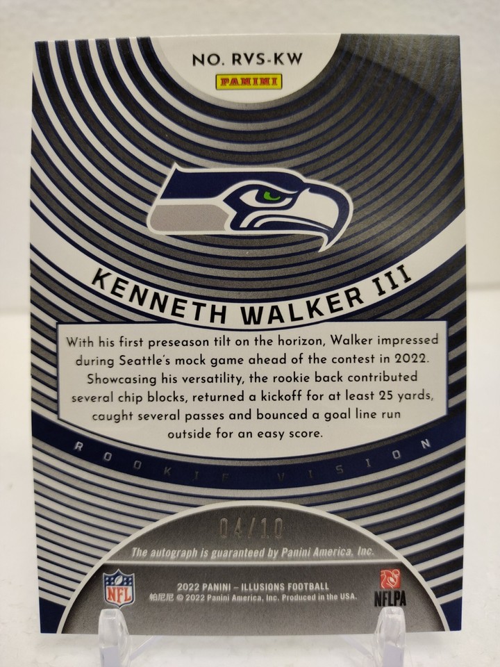 KENNETH WALKER III AUTO /10 2022 Panini Illusions Green ROOKIE VISION ...