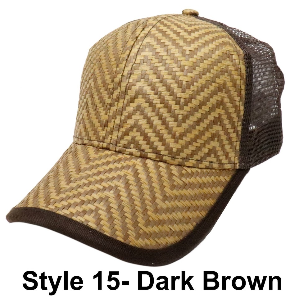 Men Women New Wicker Straw Woven Baseball Cap Curved Visor Summer Hat ...