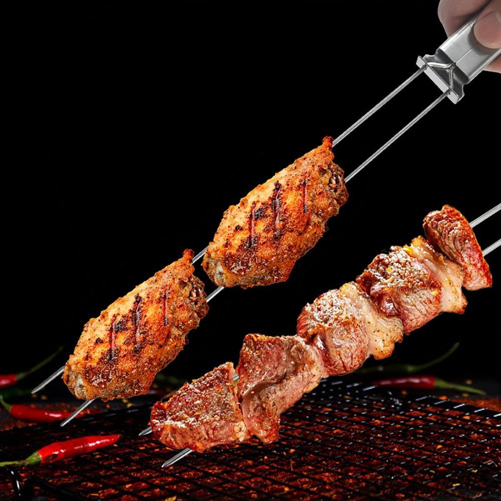 Stainless Steel Outdoor BBQ Sticks Barbecue Skewers Kabob Grilling ...
