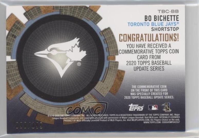 2020 Topps Update Topps Baseball Coins Black /199 Bo Bichette #TBC-BB ...