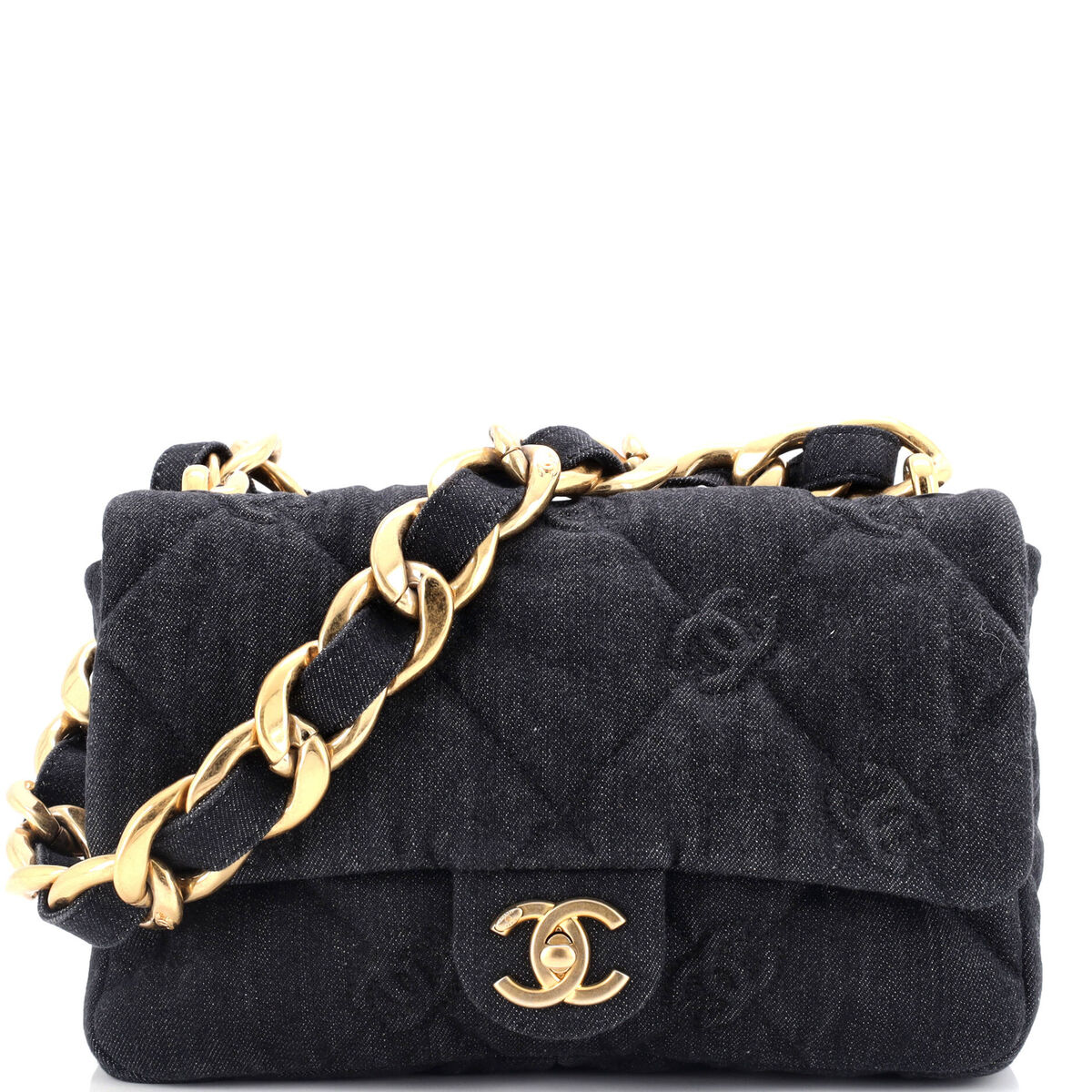 Chanel Funky Town Flap Bag CC Embossed Quilted Denim Medium Chanel Funky Town Flap Bag CC Embossed Quilted Denim Medium