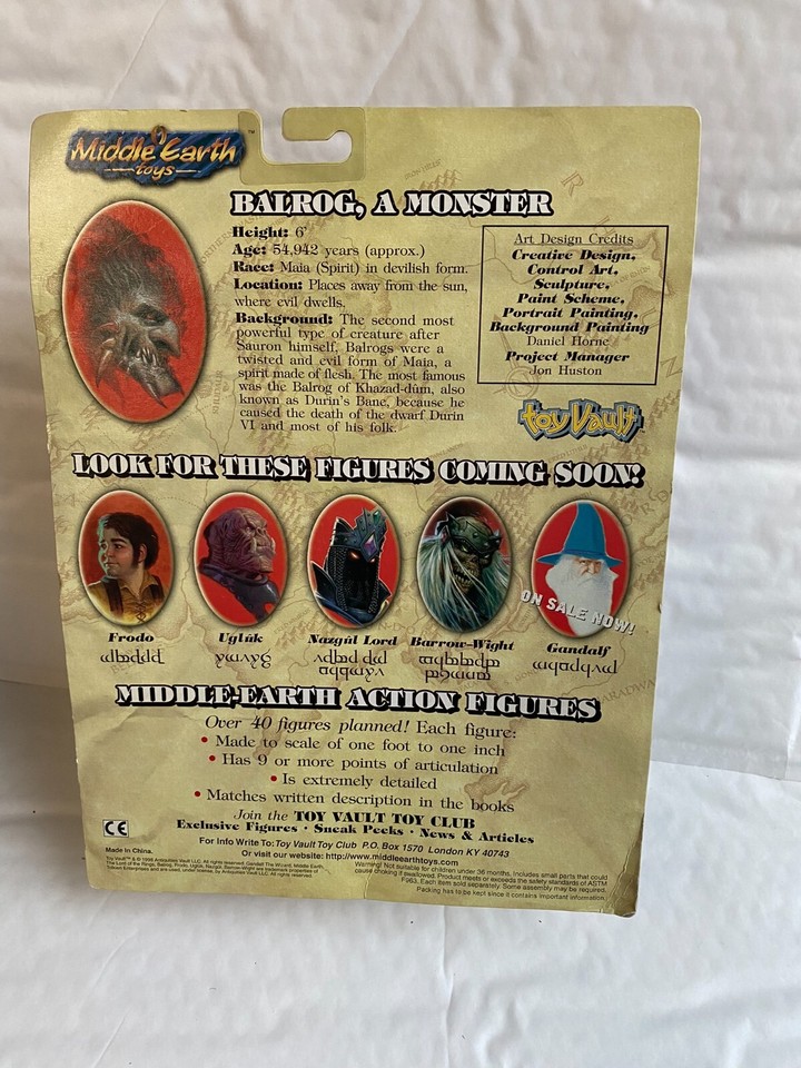 BNIB LORD OF THE RINGS FOREST BALROG TOY VAULT ACTION FIGURE BOOK ...