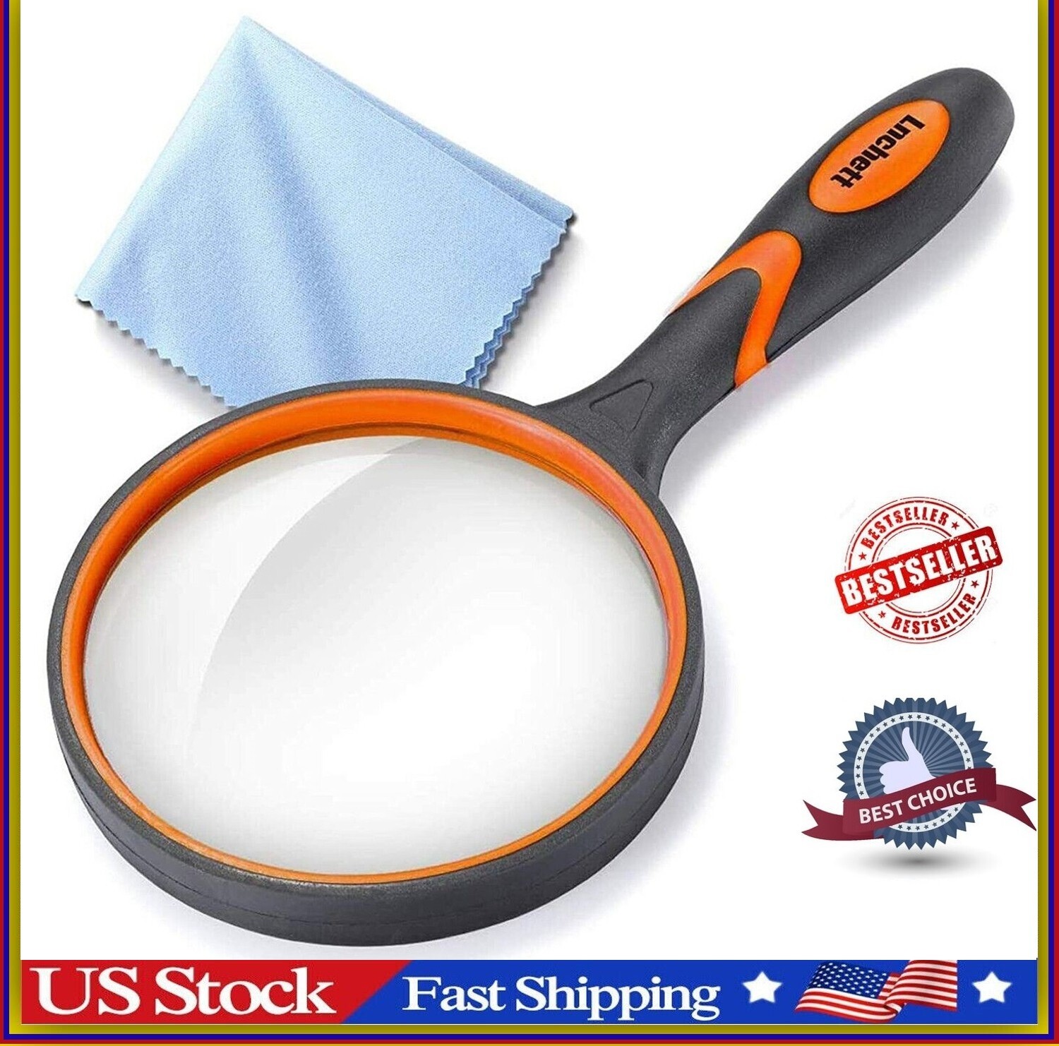 Dicfeos Magnifying Glass 10X Handheld Reading Magnifier - 100MM Large ...