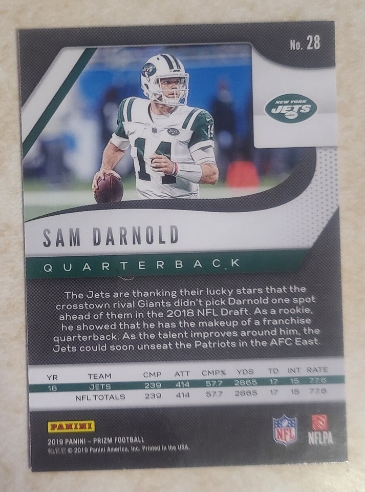 2019 Panini Prizm Sam Darnold Card #28 New York Jets | eBay