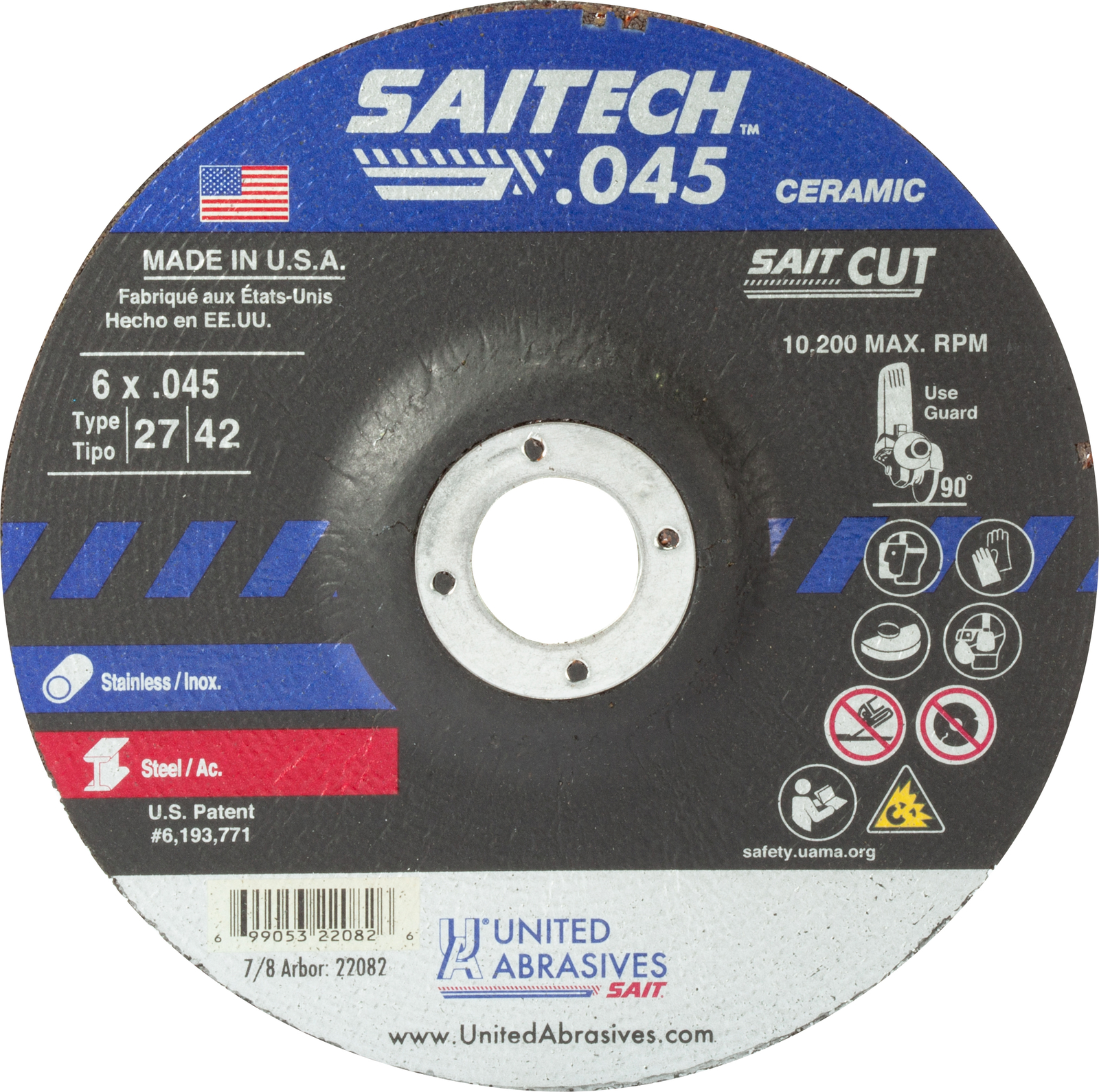 United Abrasives 22082 6x.045x7/8 Saitech .045 Ceramic Cutting Wheels ...