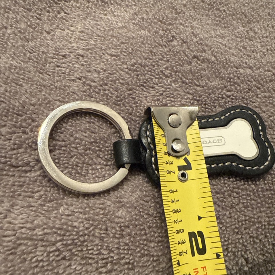 Coach Dog Bone Black Leather Trim Bag Charm Silver Keychain Fob Y2K ...