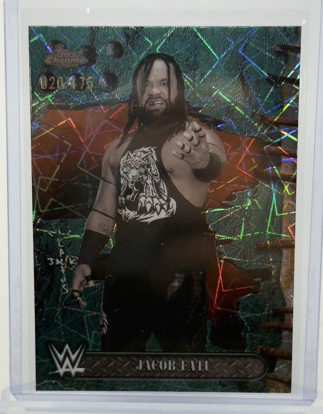 Jacob Fatu 2025 Topps Chrome WWE #100 Teal Lazer Refractor /175 Price ...