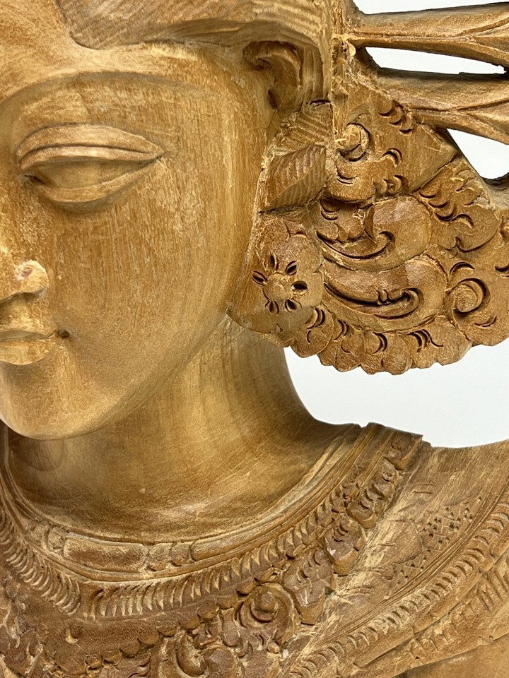 Hand Carved Wood Statue Indonesian Janger Dancer Bust Balinese Art ...