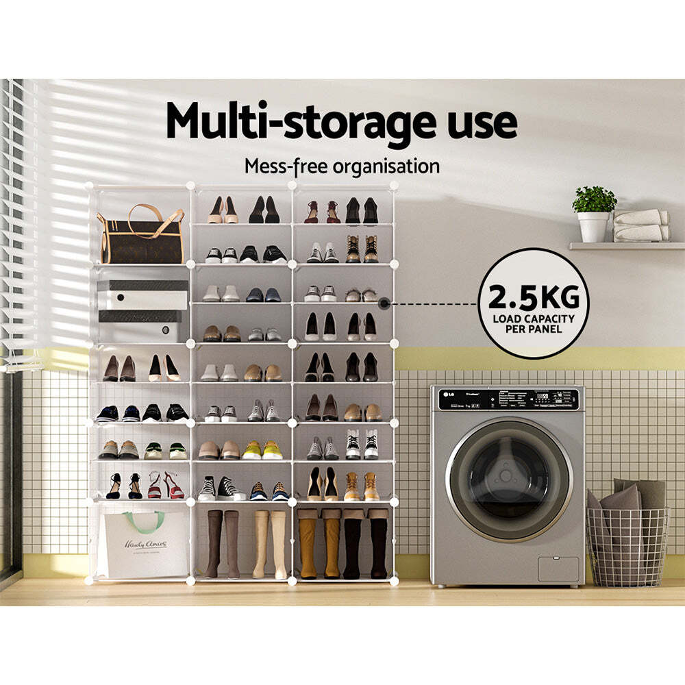 Artiss Shoe Cabinet DIY Shoe Box White Cube Portable Organiser Storage ...