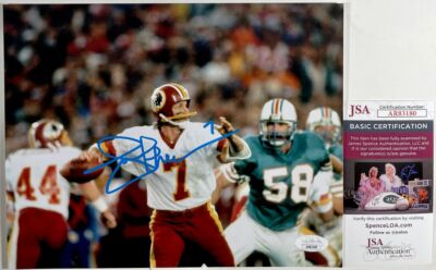 NFL Joe Theismann Signed Washington Redskins 8x10 Photo K Autograph JSA ...