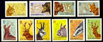 1961 Hunting Animals,Red Fox,Lynx,Hare,Bear,Deer,Badger,Roebuck,Romania ...