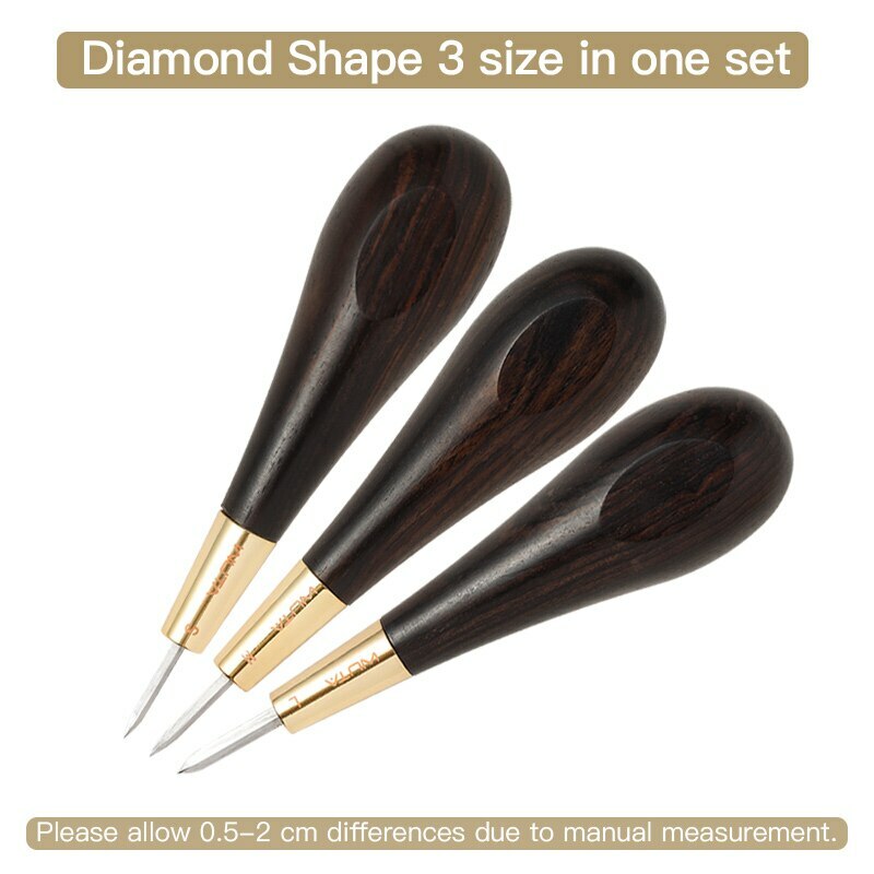 WUTA Leather Tools Stitching Awl Ebony Black Wood & Brass Craft Hand ...