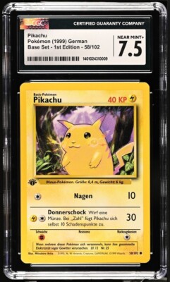 1999 Pokémon Base Set - 1st edition Pikachu (German) - 58/102 CGC 7.5 ...