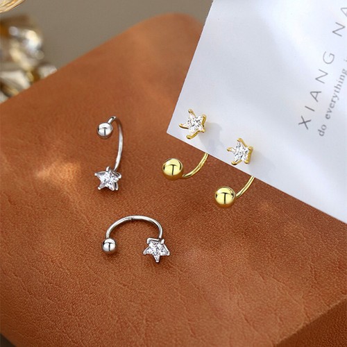 1Pair Simple Fashion Star Studs Earrings Summer Female Silvery Golden EarrinVF | eBay Australia