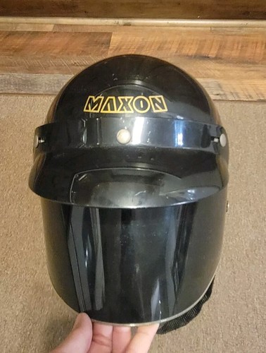 Vintage Maxon Open Face Motorcycle Helmet w/Visor Size M Black | eBay