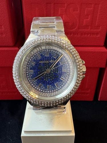 NEW Michael Kors Camille Gold Pave Glitz Blue Crystal Watch MK7341 NIB ...