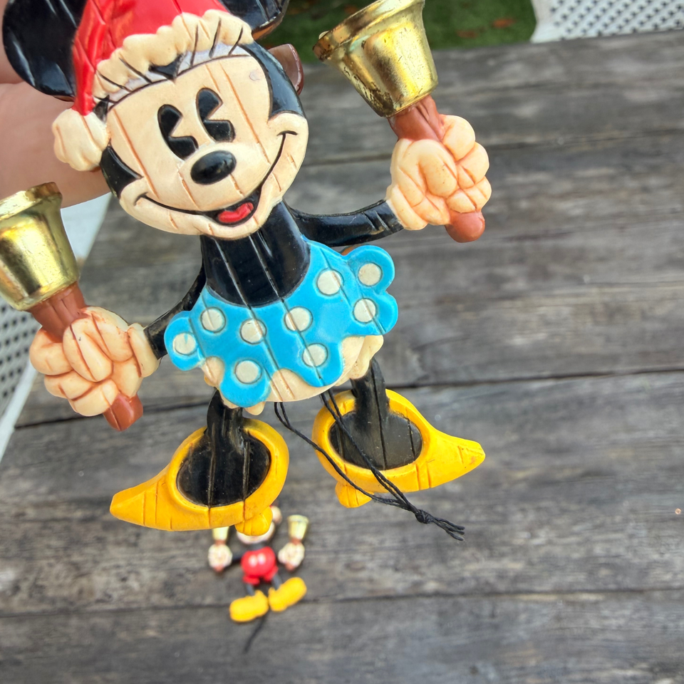 Hallmark Ornament Mickey & Minnie Mouse 2001 & 2002 Bell Ringing Santa ...