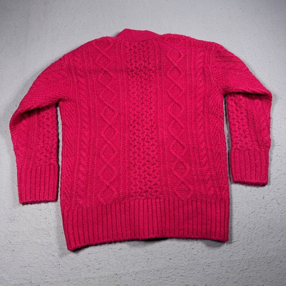 J.Crew Cardigan Women XS Cable Knit Fuchsia Pink Merino Wool Alpaca ...