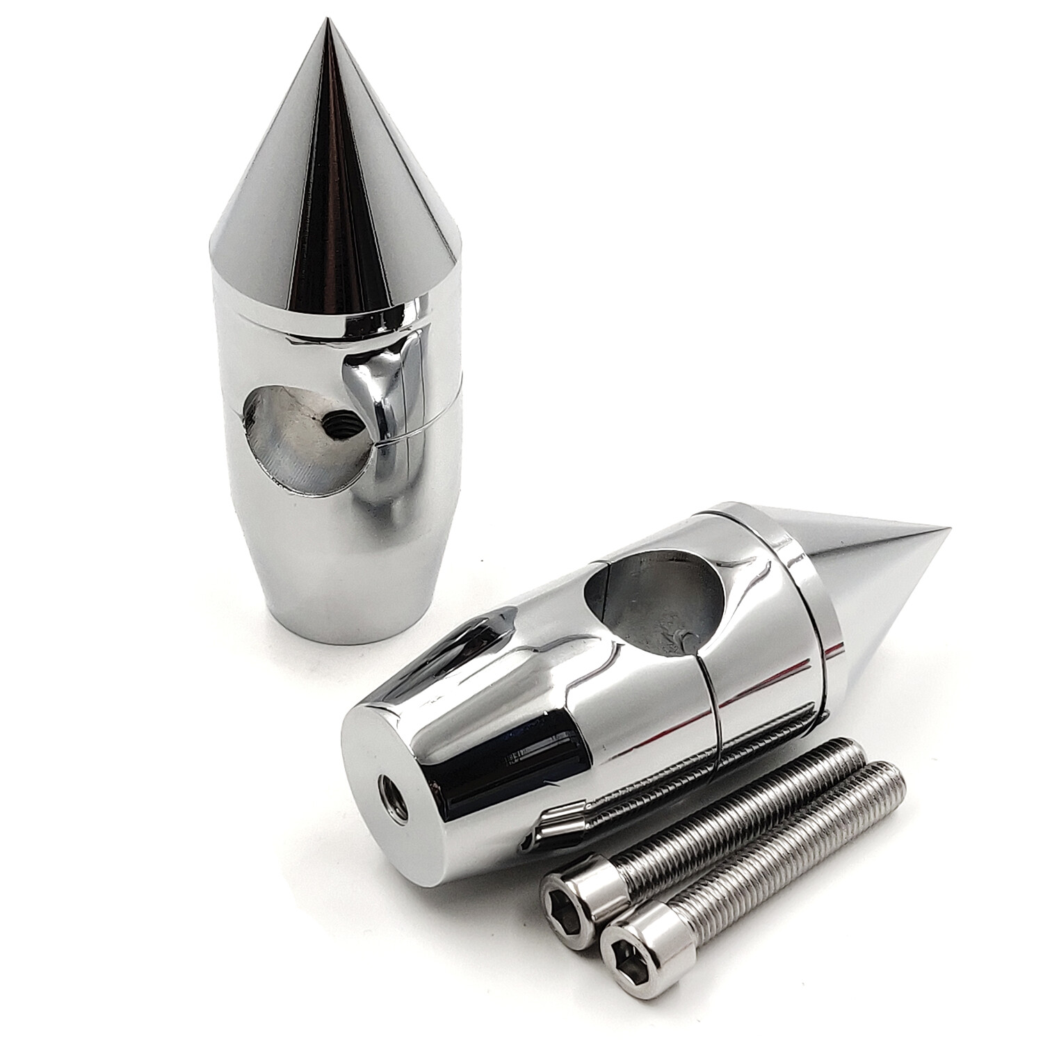 2 1/4" Chrome Spike 22mm Handlebar Riser For Harley Softail Dyna ...