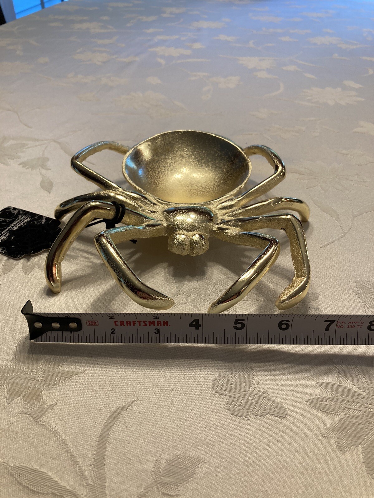 Halloween Decor Spider Candy Dish 8” Gold Metal | eBay