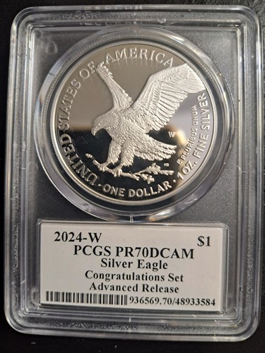 2024-W PROOF SILVER EAGLE PCGS PR70 CONGRATULATIONS SET ADVANCED ...